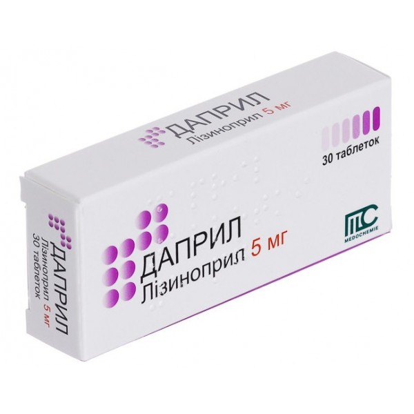 Dapril 30 tablets 5mg & 10mg Lisinopril Даприл - Blood Pressure ...