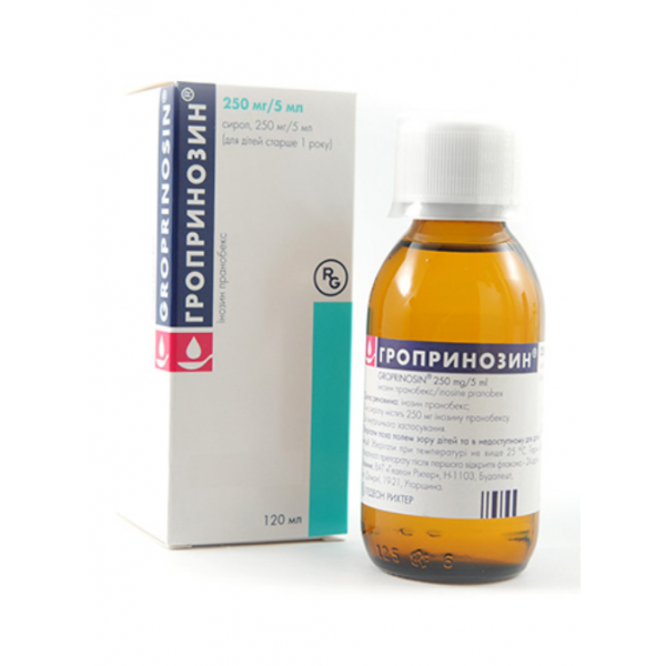 Groprinosin syrup 250mg / 5ml 120 ml vial INOSINUM Гропринозин ...