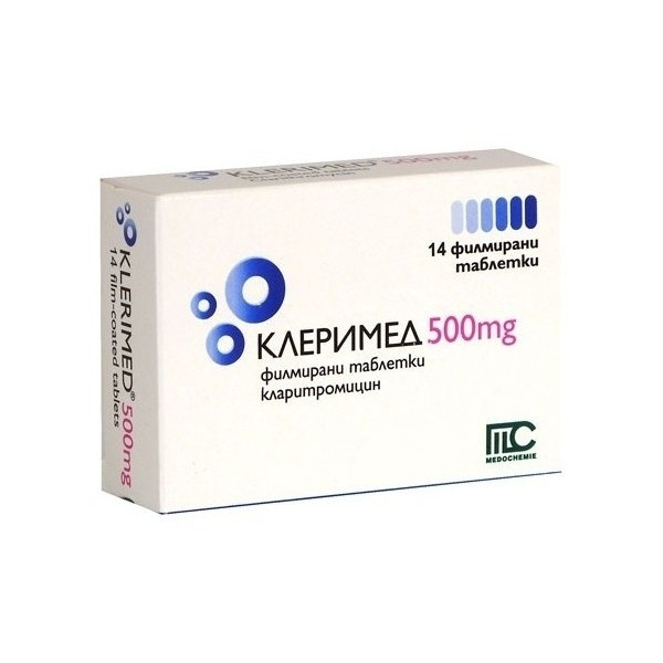 Klerimed 500 14 table 500 mg CLARITHROMYCINUM Клеримед - Anti- Infectious