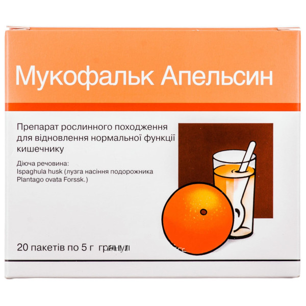 Mucofalk Orange 20 packets 5g granules 3,25g/5g Ispaghula husk Chronic ...