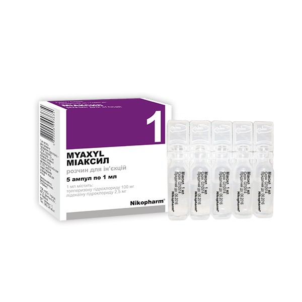 Myaxyl injection solution 5 amplues 1ml TOLPERISONUM Миаксил