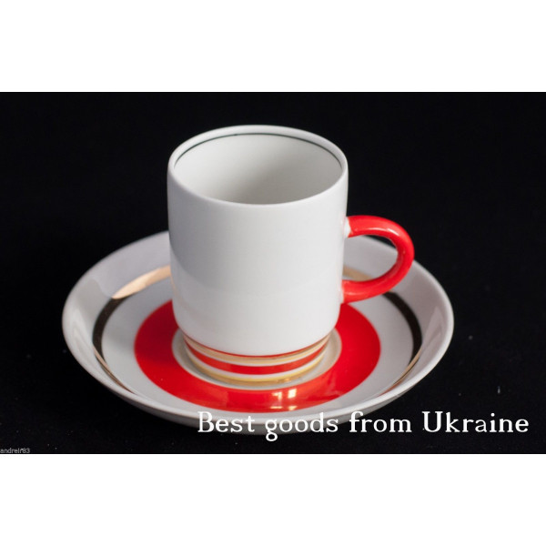 Vintage porcelain Cup+Saucer coffee pair USSR CCCP Soviet period ...