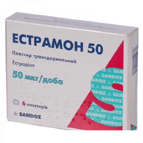 Estramon 50 - 6 transdermal patches 50mcg/day ESTRADIOLUM Estrogen ...