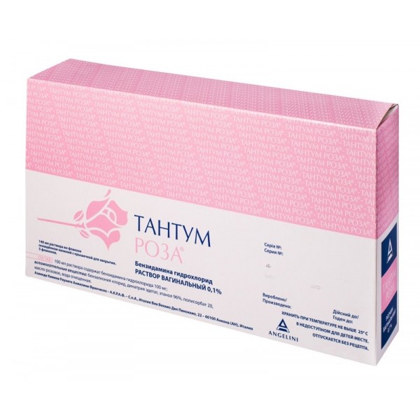 TANTUM Rose vaginal solution 0,1% 5 vials 140ml Benzidamin Тантум Роза ...