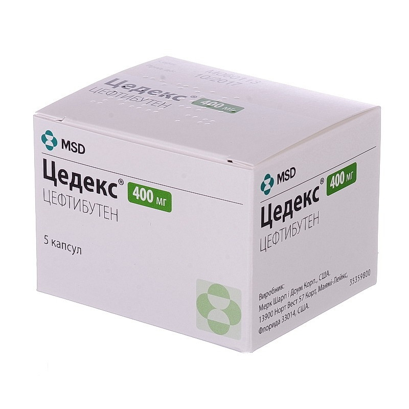 Cedax 5 capsules 400 mg CEFTIBUTENUM Цедекс - For Throat - Medicaments