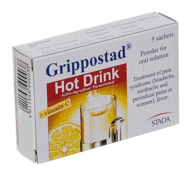 Grippostad Vitamin C powder for oral solution 5 packs 5g Paracetmol ...