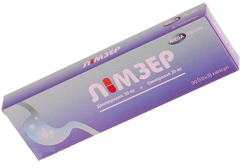 LIMZER 30 capsules Omeprazole 20 mg Domperidone 30 mg dyspepsia Лимзер ...
