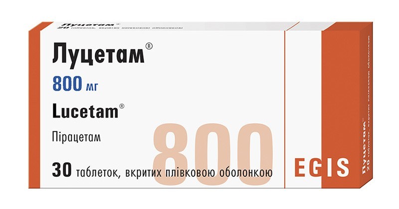 Lucetam 30 tablets 800mg Pyracetam Луцетам Psychoorganic syndrome - Medicaments